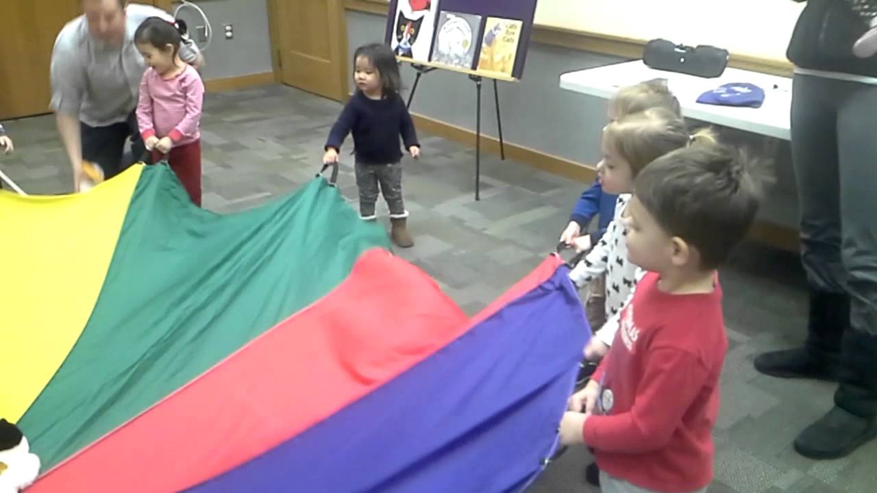 Parker doing the parachute at storytime - YouTube