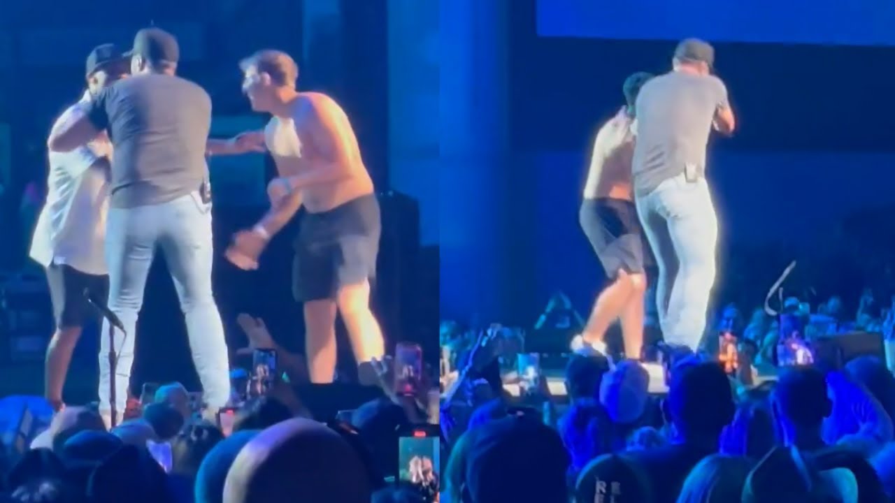 Luke Bryan Rushed By Shirtless Man On Stage - YouTube