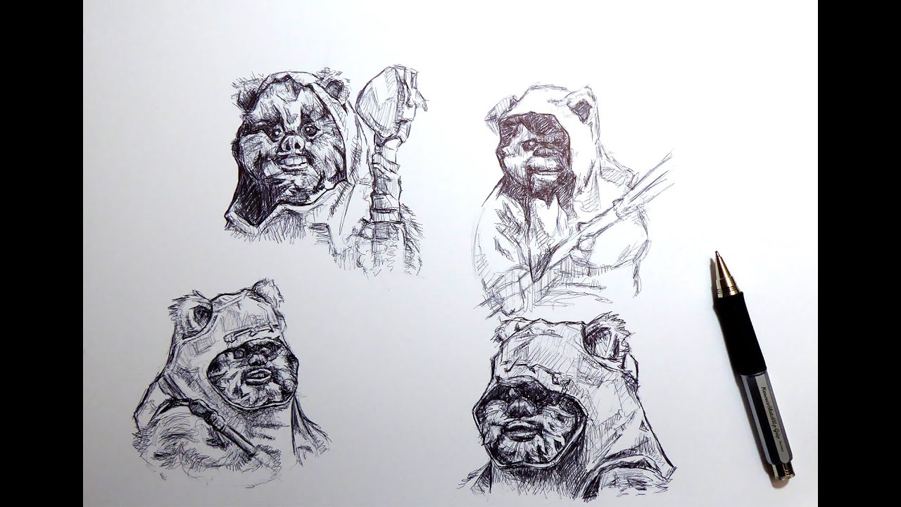 Drawing Ewoks!!! - YouTube