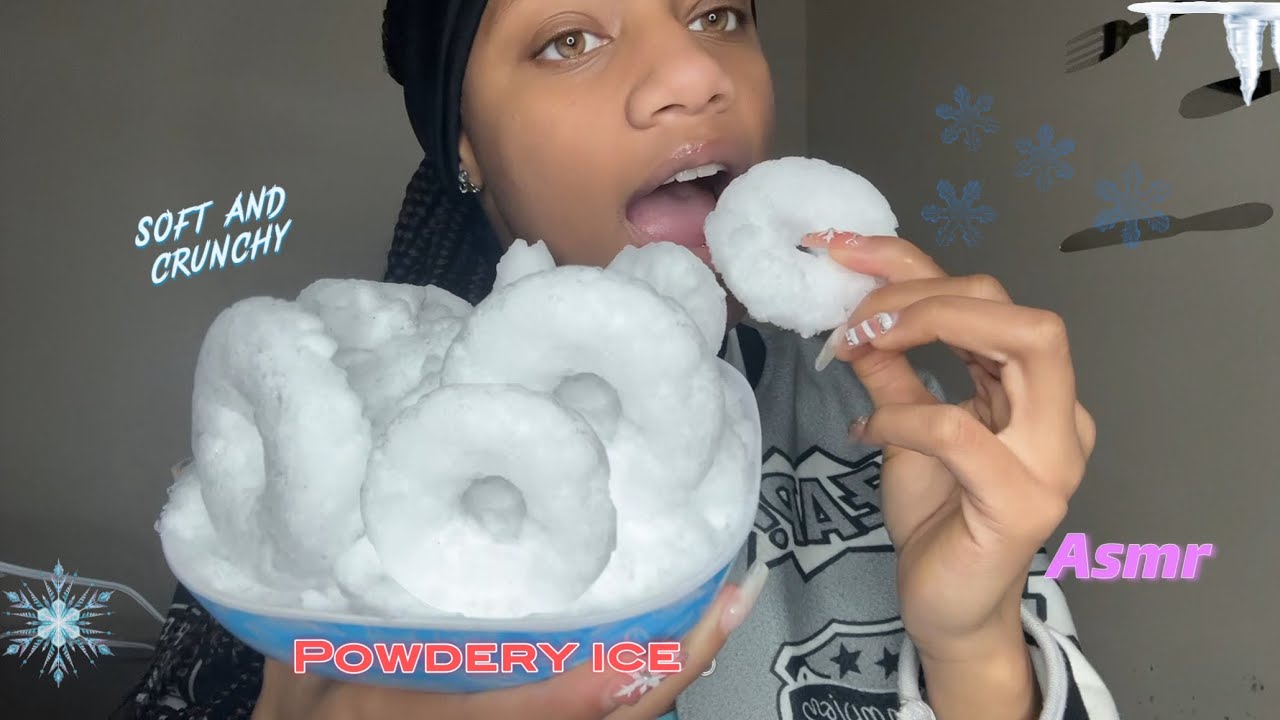 ICE ASMR | Powdery Ice Rings W/ Freezer Frost ice eating - YouTube