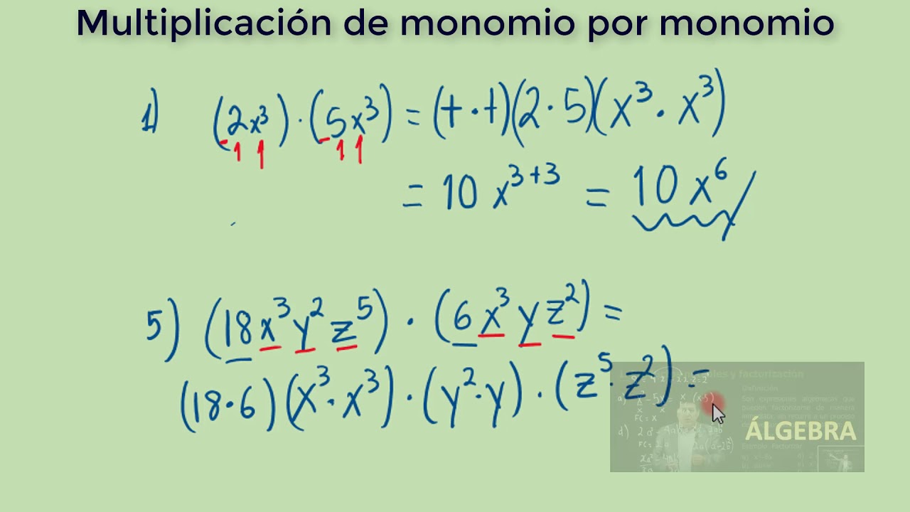 Multiplicación de monomio por monomio - YouTube