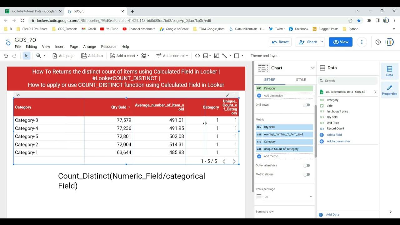 How To Returns the distinct count of items using Calculated Field in Looker | #LookerCOUNT ...