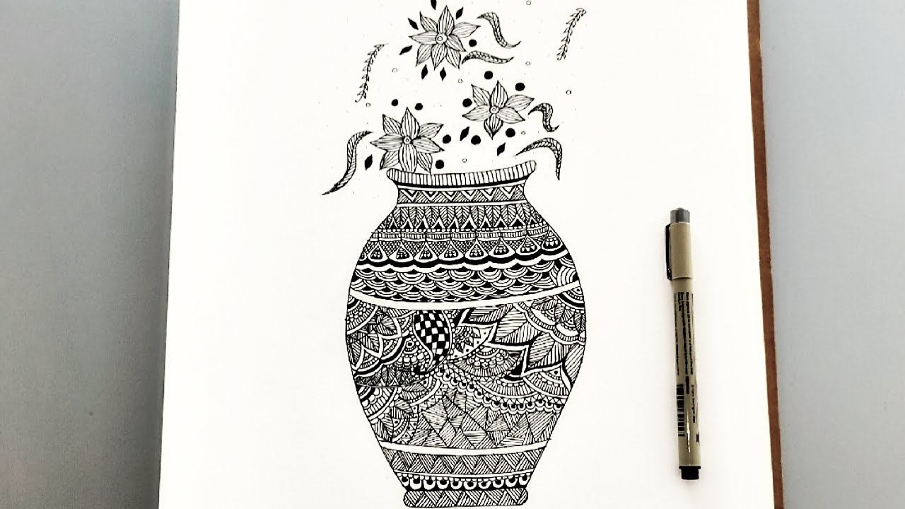 How to draw pattern Art | Art in Vase | Hooria's Art Hub - YouTube