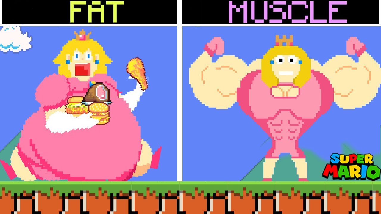 Mario Bros: Fat Peach Super Sized Maze Fight Browser, Evolution of Fat ...