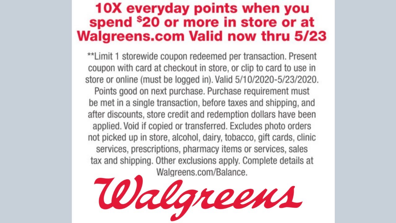 Walgreens: 10x Everyday Points when you Spend $20 or More! - YouTube