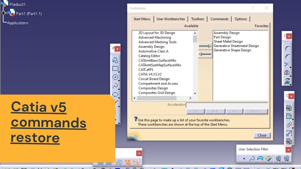 Catia v5 command tool restore | catia training in bangalore | CADD Nest ...