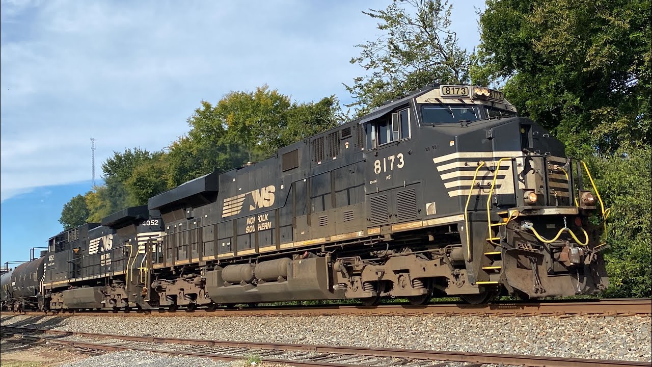 NS 8173 leads NS 12R hauling through Pineville with an awesome Doppler ...
