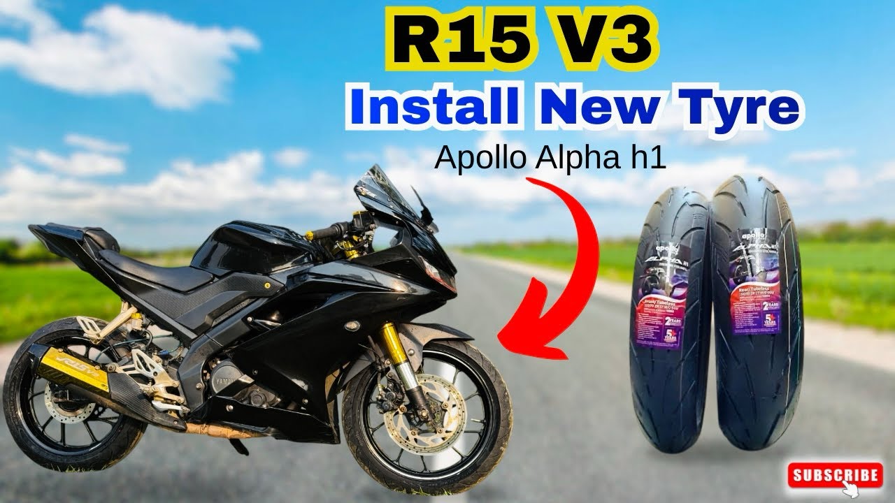 Yamaha R15 V3 (Indian) – Brand New Apollo Alpha H1 Tyre Install | Black ...