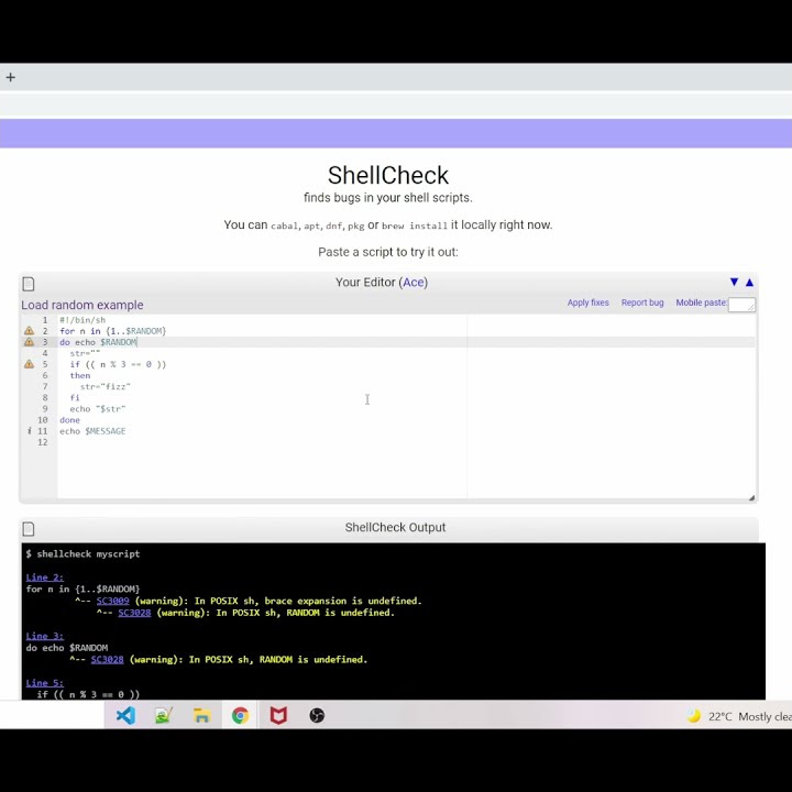 Easy shellscript error checker via shellcheck - YouTube