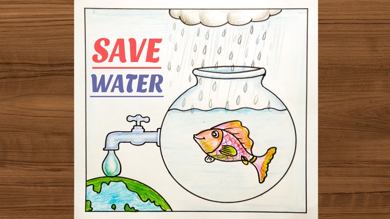 World Water Day Poster Drawing || Save Water Save Life Drawing || Save ...