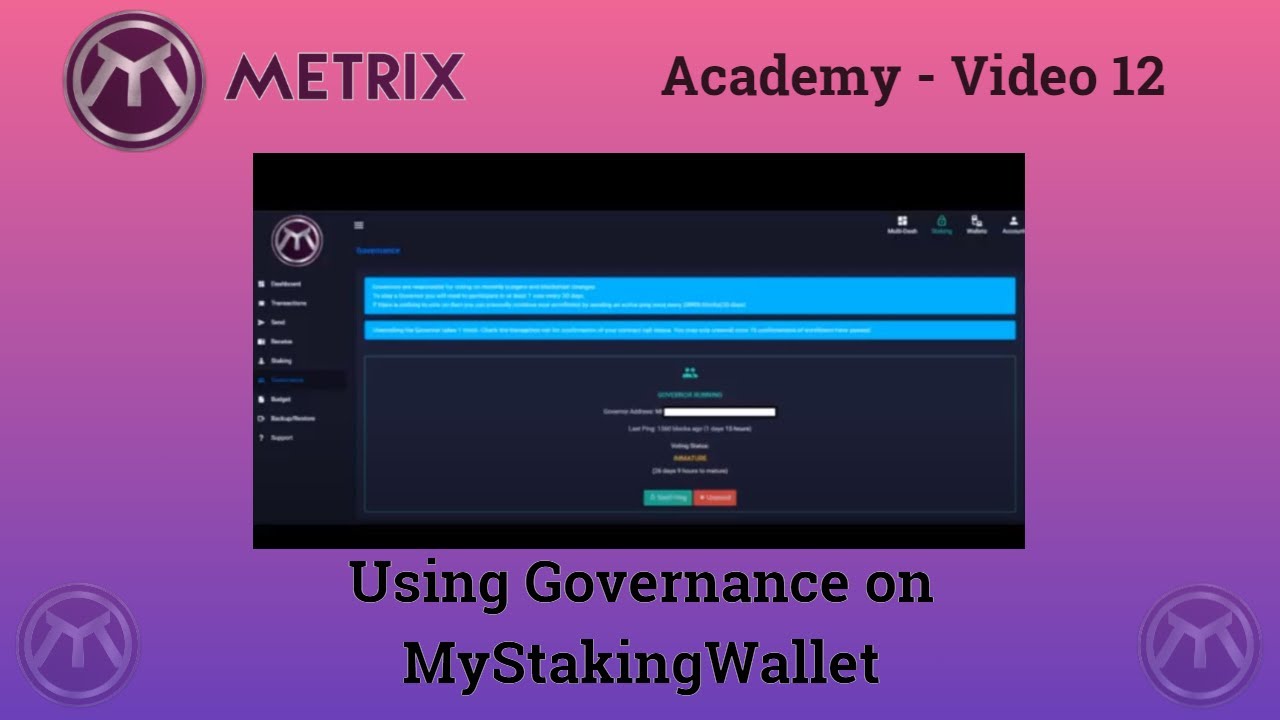 Metrix Academy 12 - Using Governance on MyStakingWallet - YouTube