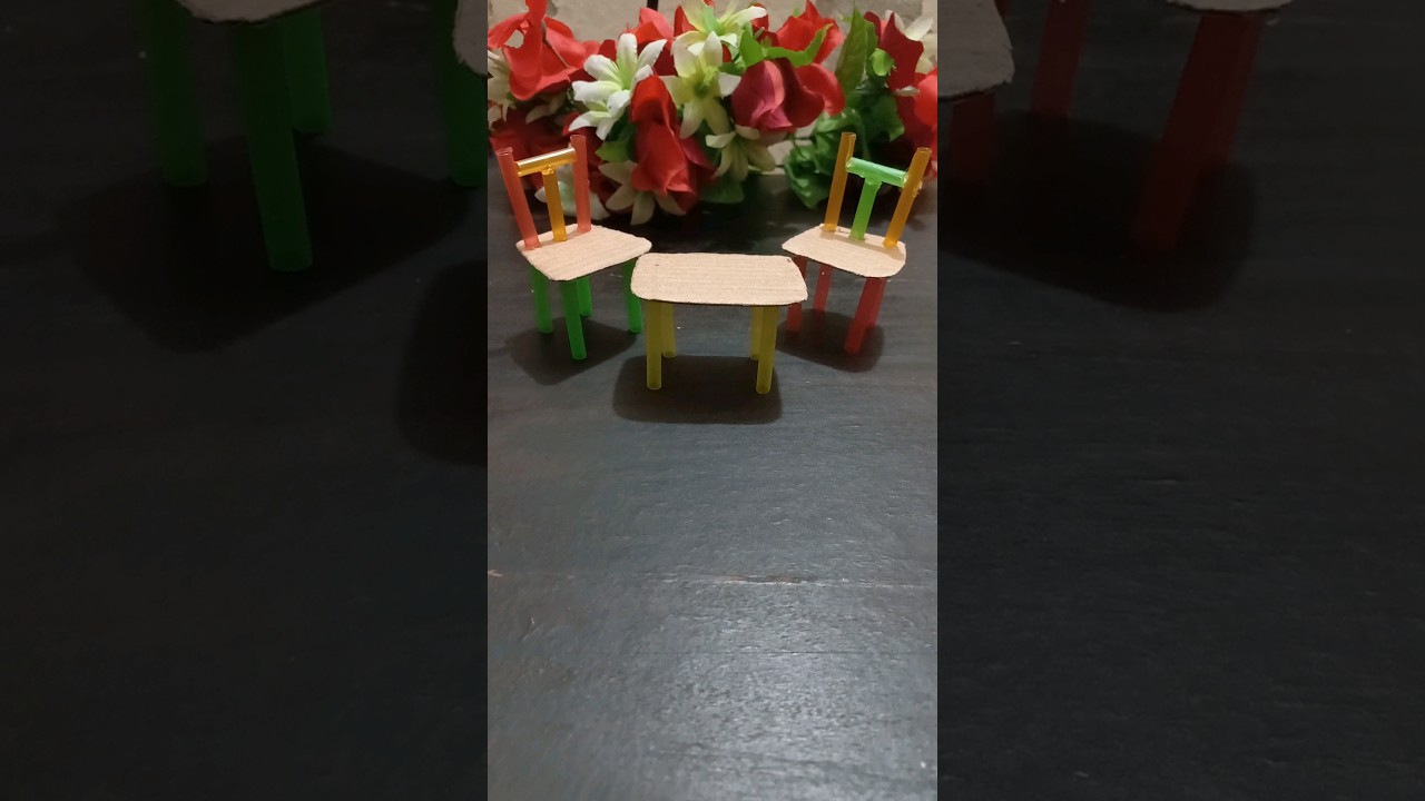 Miniature table chair | with straw | easy craft ideas #miniatures # ...