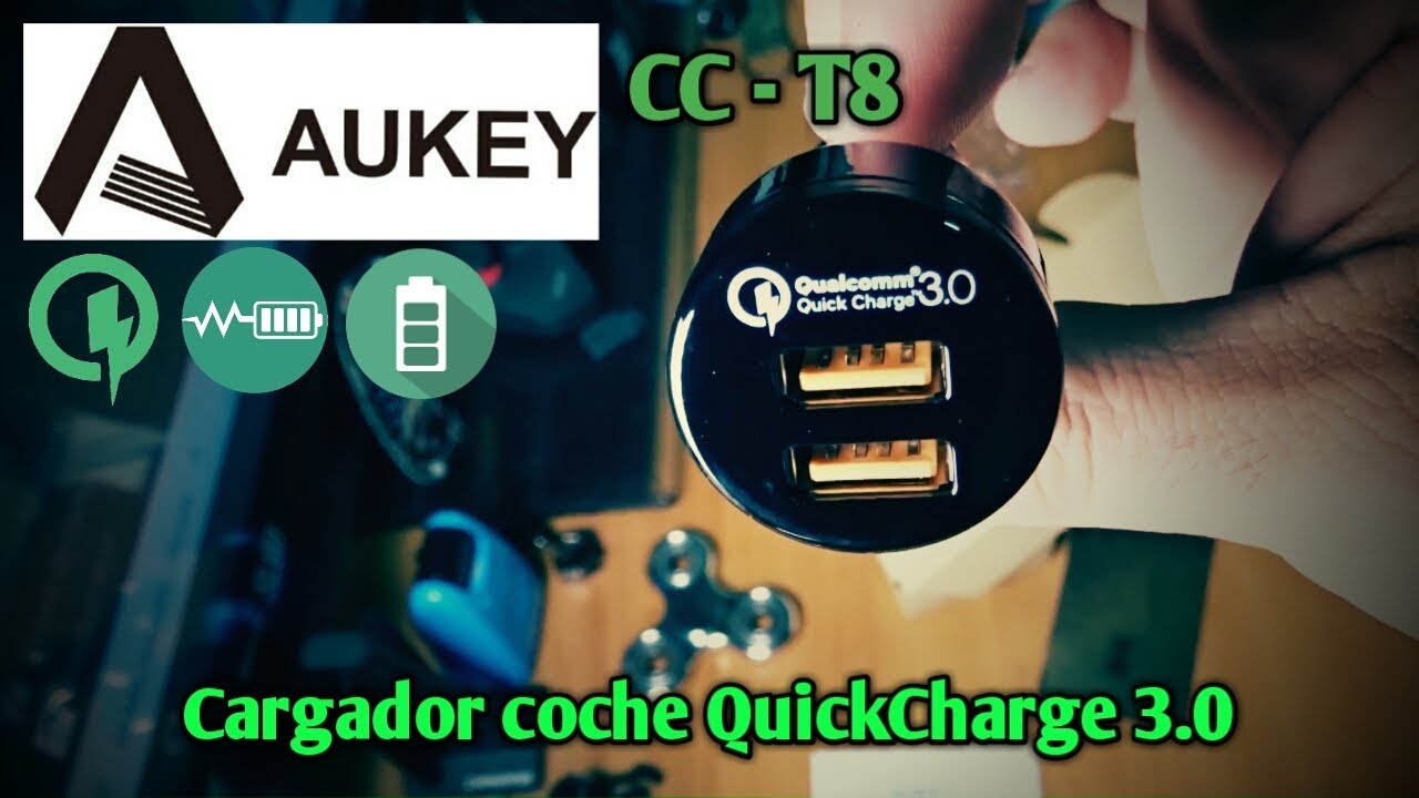 Unboxing AUKEY CC-T8 Cargador coche QuickCharge 3.0 USB 2x - YouTube