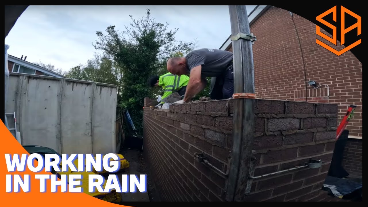 WORKING IN THE RAIN ...BRICKWORK COMPLETE EXTENSION PART 6 - YouTube