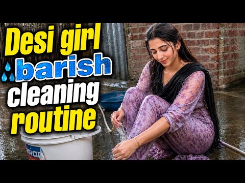 Desi Girl Barish Cleaning Routine 🌧️ | Rainy Day Village Life Vlog | Full Cleaning Motivation