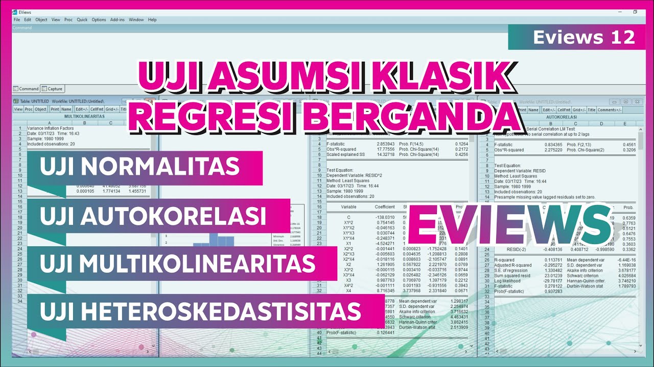 UJI ASUMSI KLASIK REGRESI BERGANDA EVIEWS ️ UJI ASUMSI KLASIK DENGAN EVIEWS ‼️ - YouTube