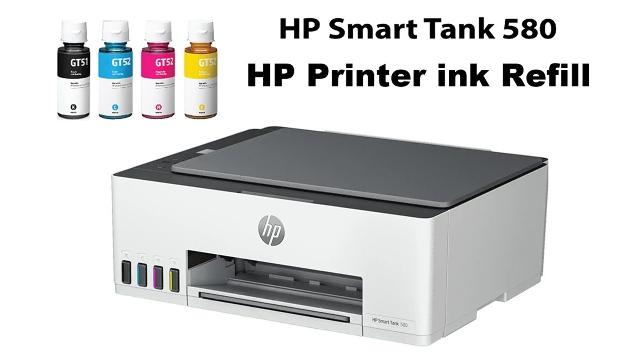 How to refill ink hp smart tank 580 - YouTube