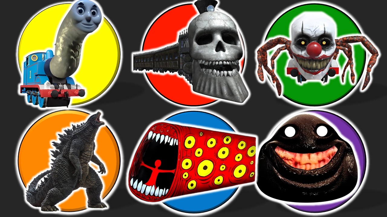 KUMPULAN MONSTER!! Thomas Lipan,Kereta Hantu,Clown Eater,Godzilla ...