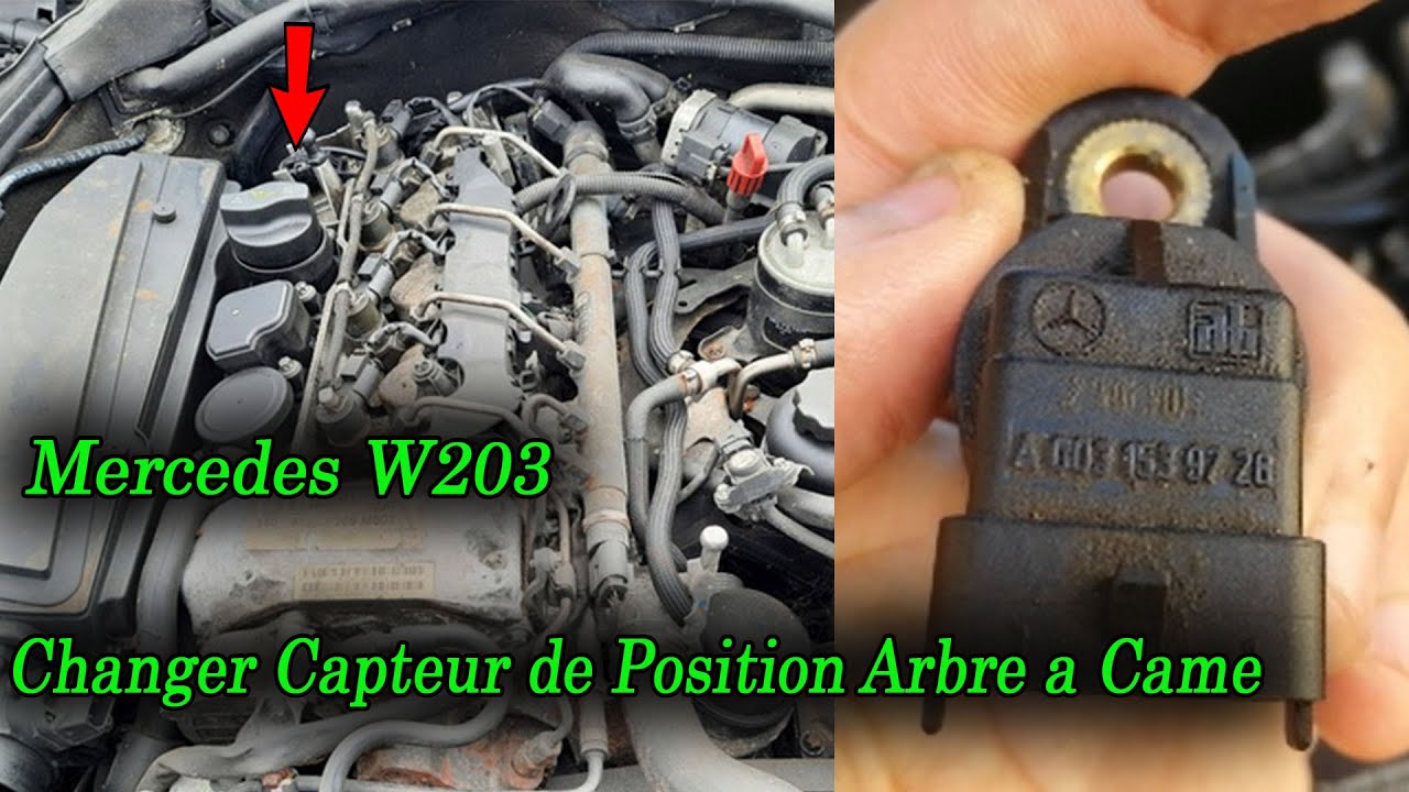 Mercedes W203 changer le capteur de position arbre a came - YouTube