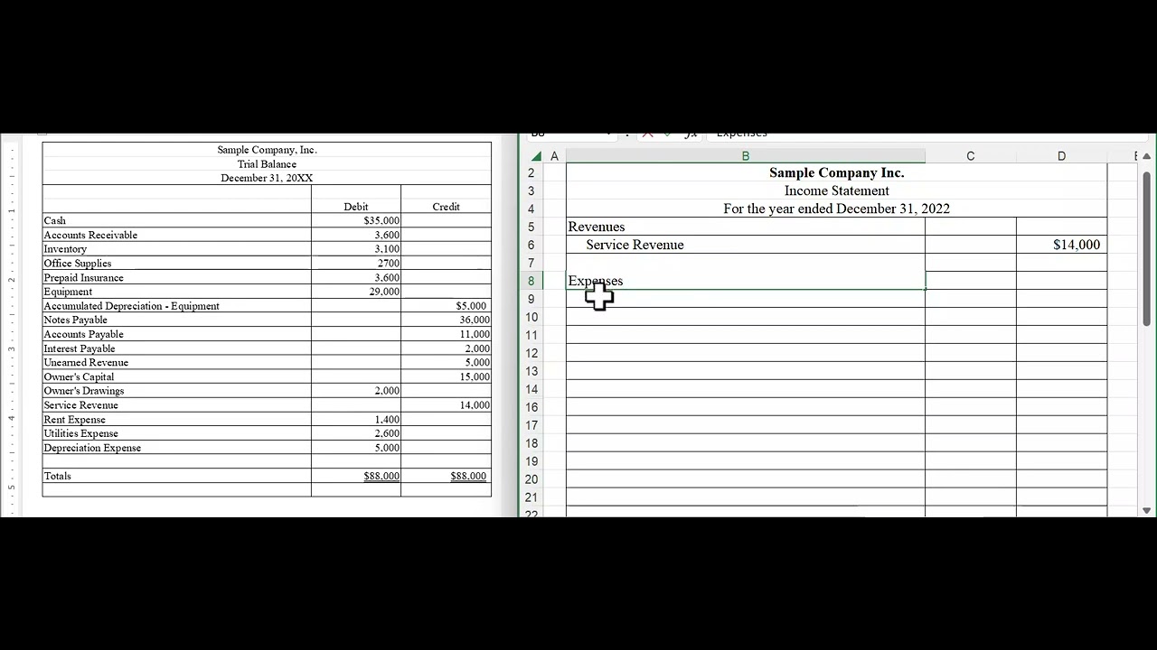 How to do a simple Income Statement - YouTube