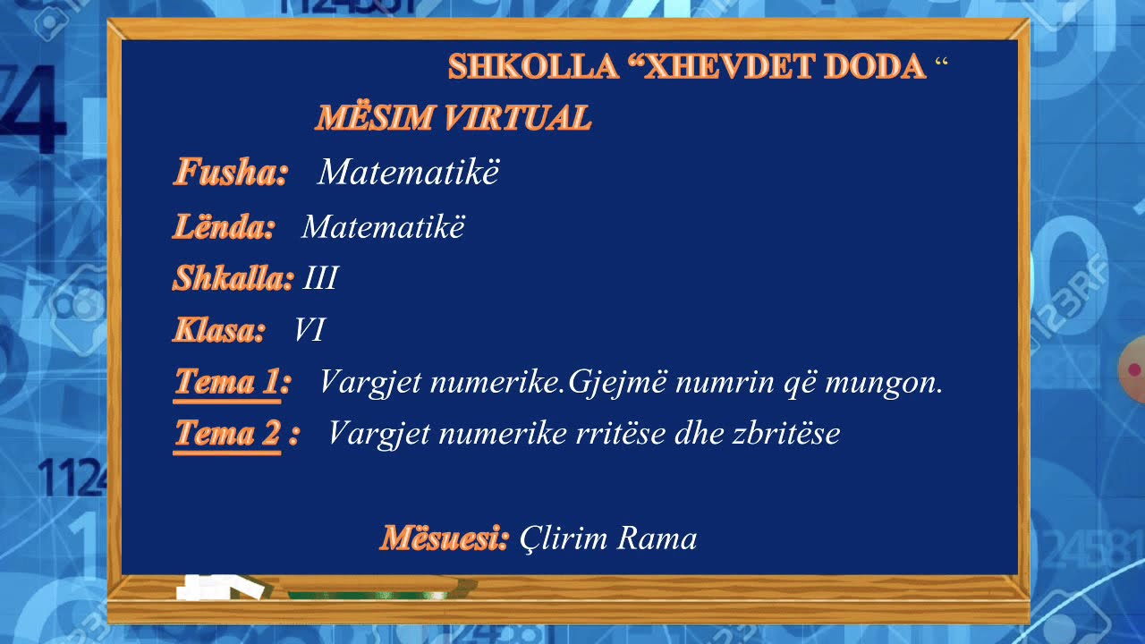 Matematika 6.Vargjet numerike .Shkolla "Xhevdet Doda" - YouTube