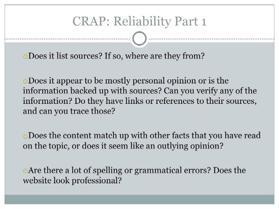 CRAP Evaluation for Web Sites - YouTube