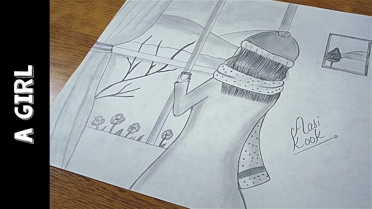 How to draw a Girl Looking Out The Window | Easy Drawing | Pencil Art ...