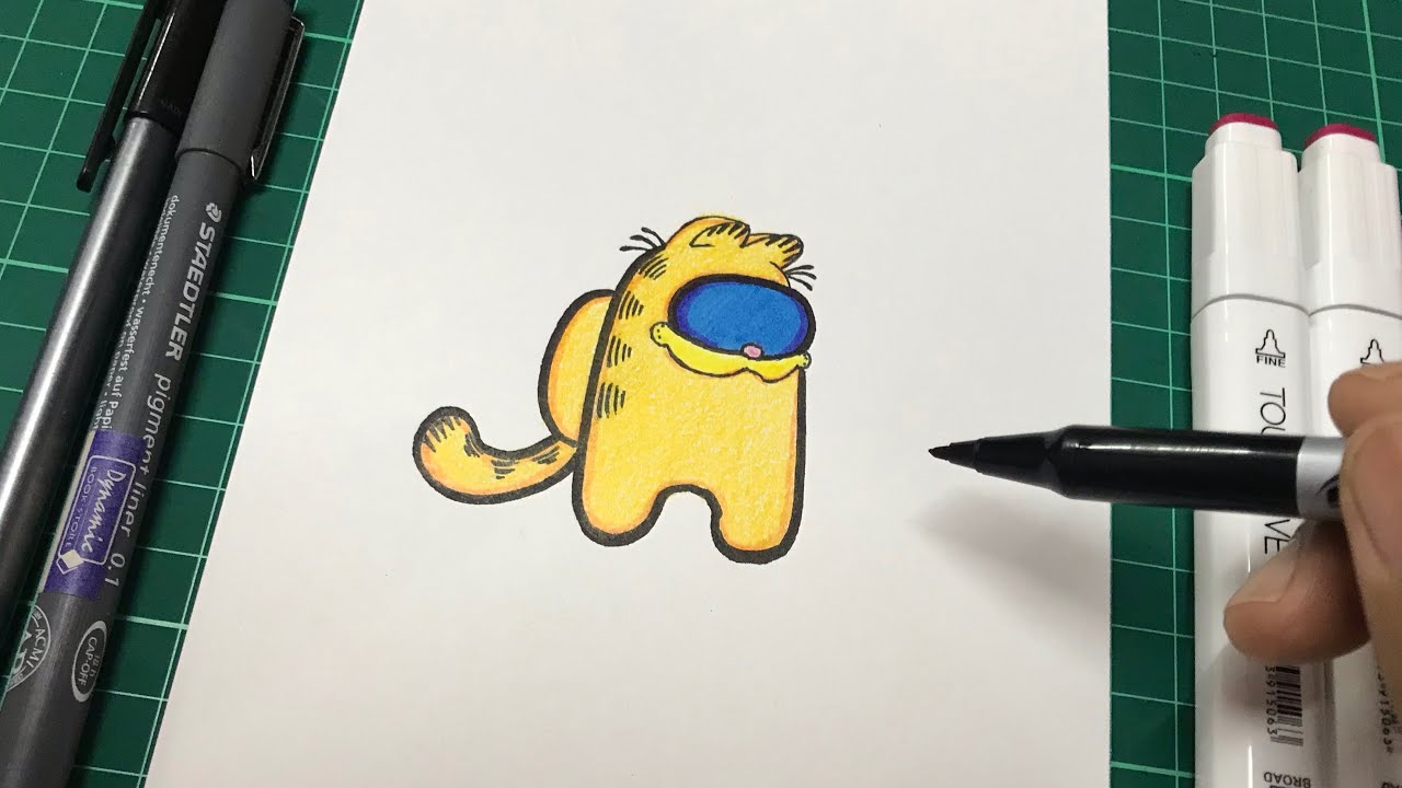 CARA MELUKIS AMONG US WATAK GARFIELD - YouTube