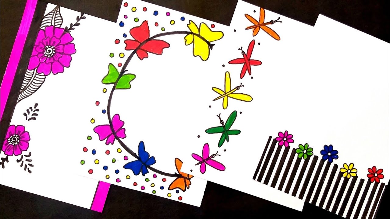 4 in 1 simple border designs for projects/Project file decoration ...