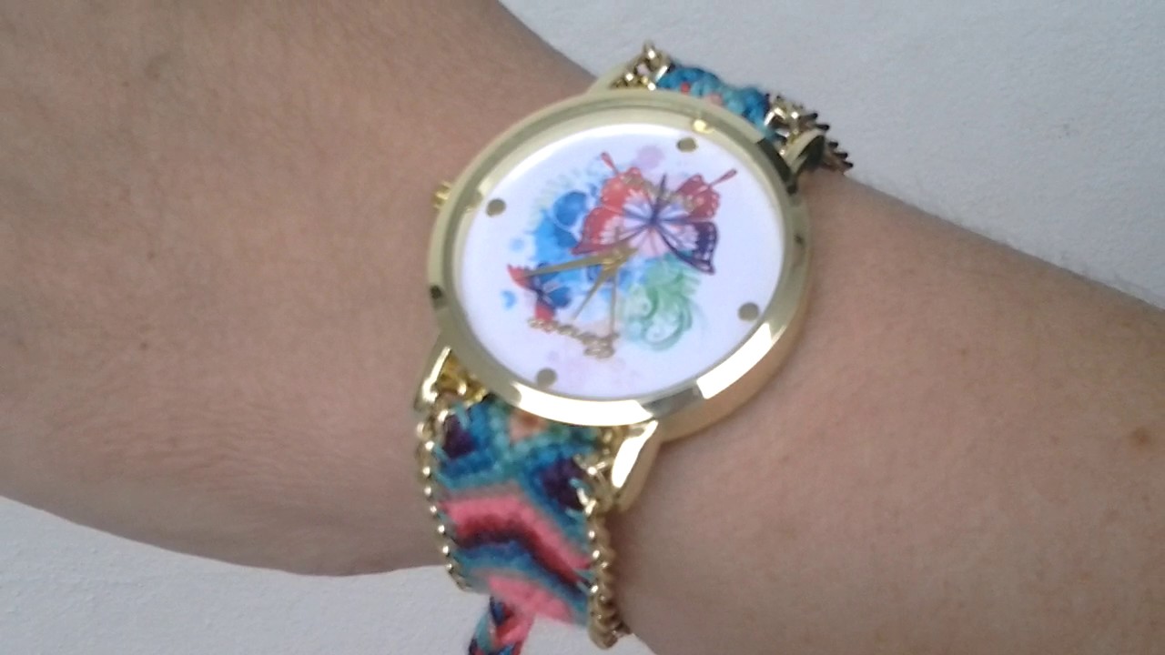 Geneva butterfly face women quartz watch - YouTube