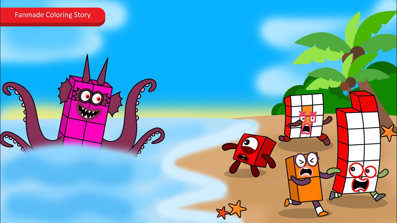 SEA MONSTER! Run !!!😭 | Numberblocks Fanmade Coloring Story - YouTube
