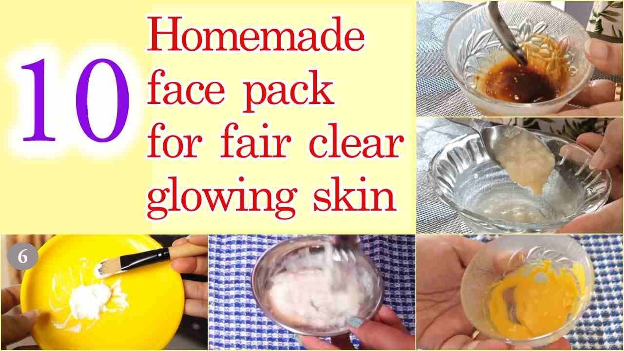 10 easy homemade face pack/ face mask for clear glowing fair skin - YouTube