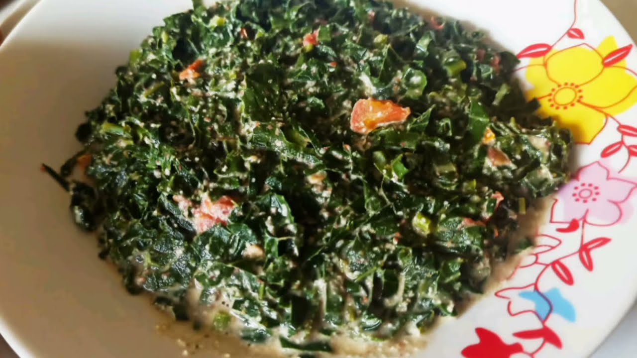 Zambian Traditional Food Rape Ifisashi ( Kale in Peanut sauce ...