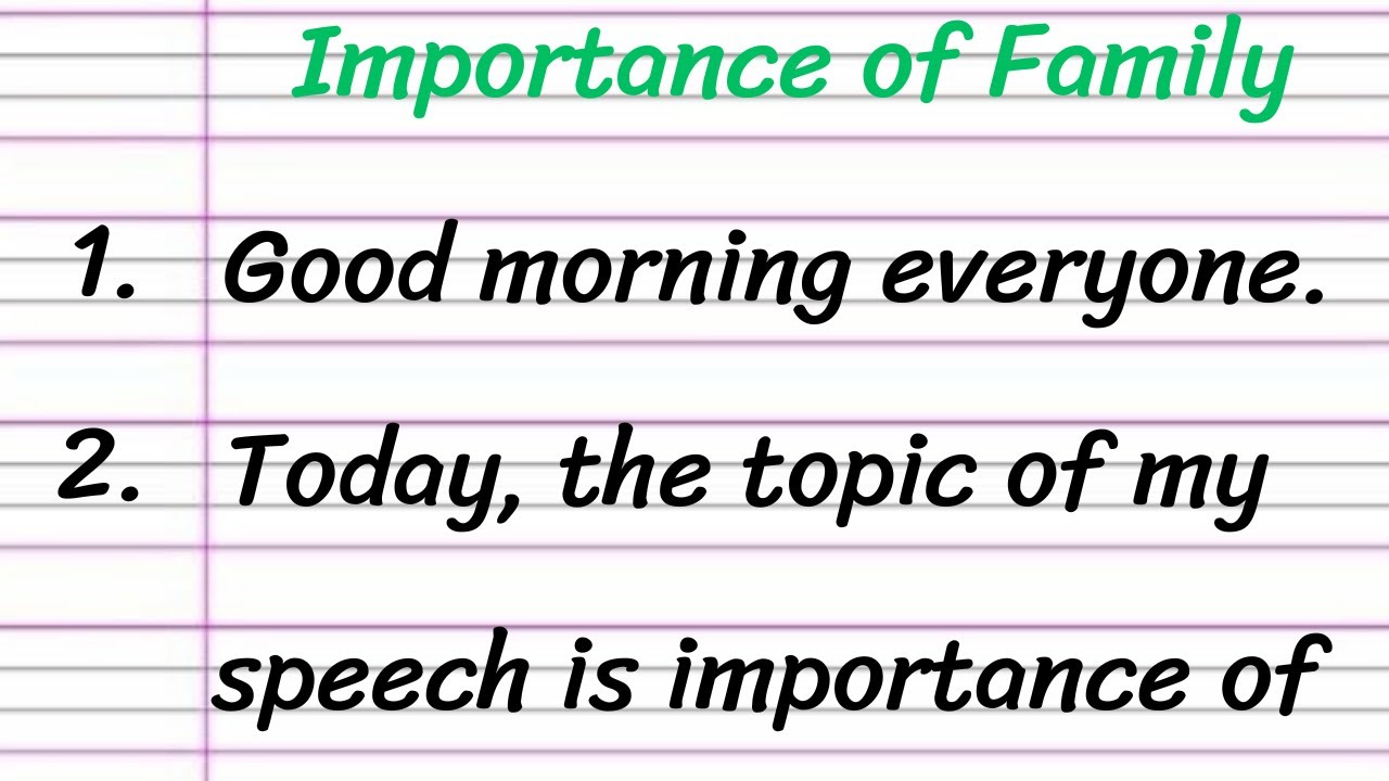 Importance of Family Speech in English 10 Lines || Short Speech on ...