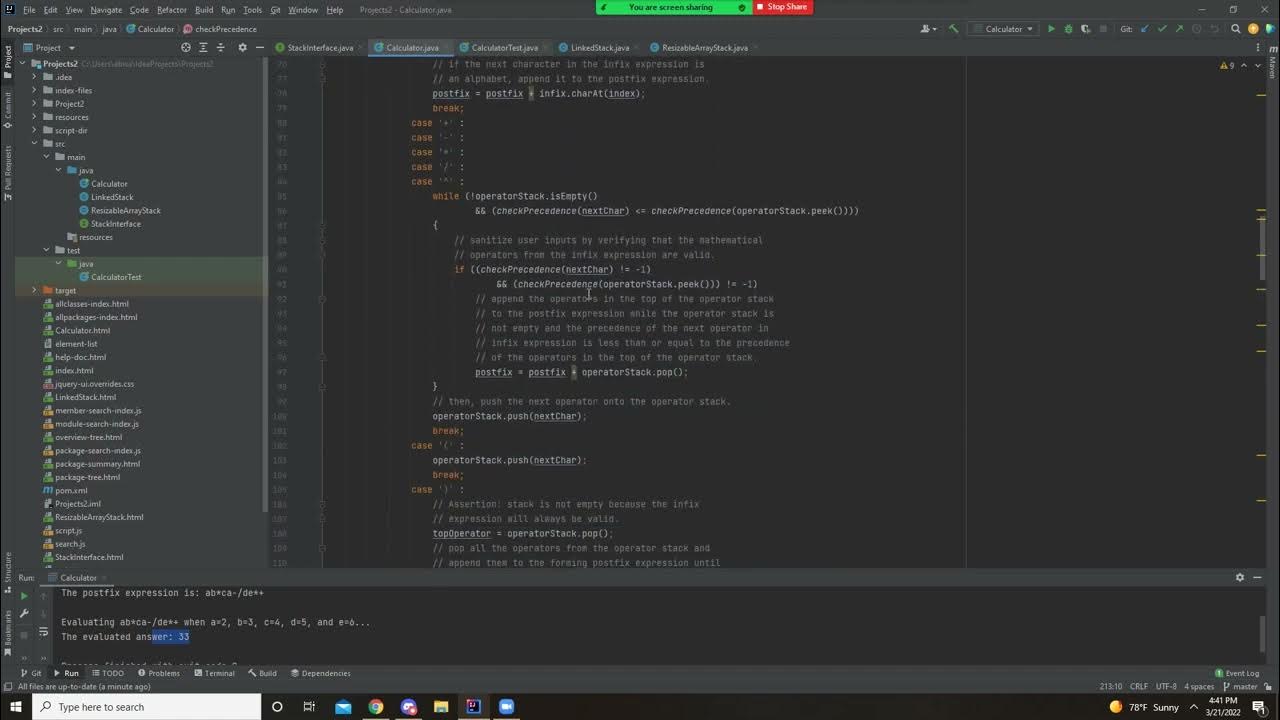 Infix to Postfix calculator using the ADT Stack - YouTube