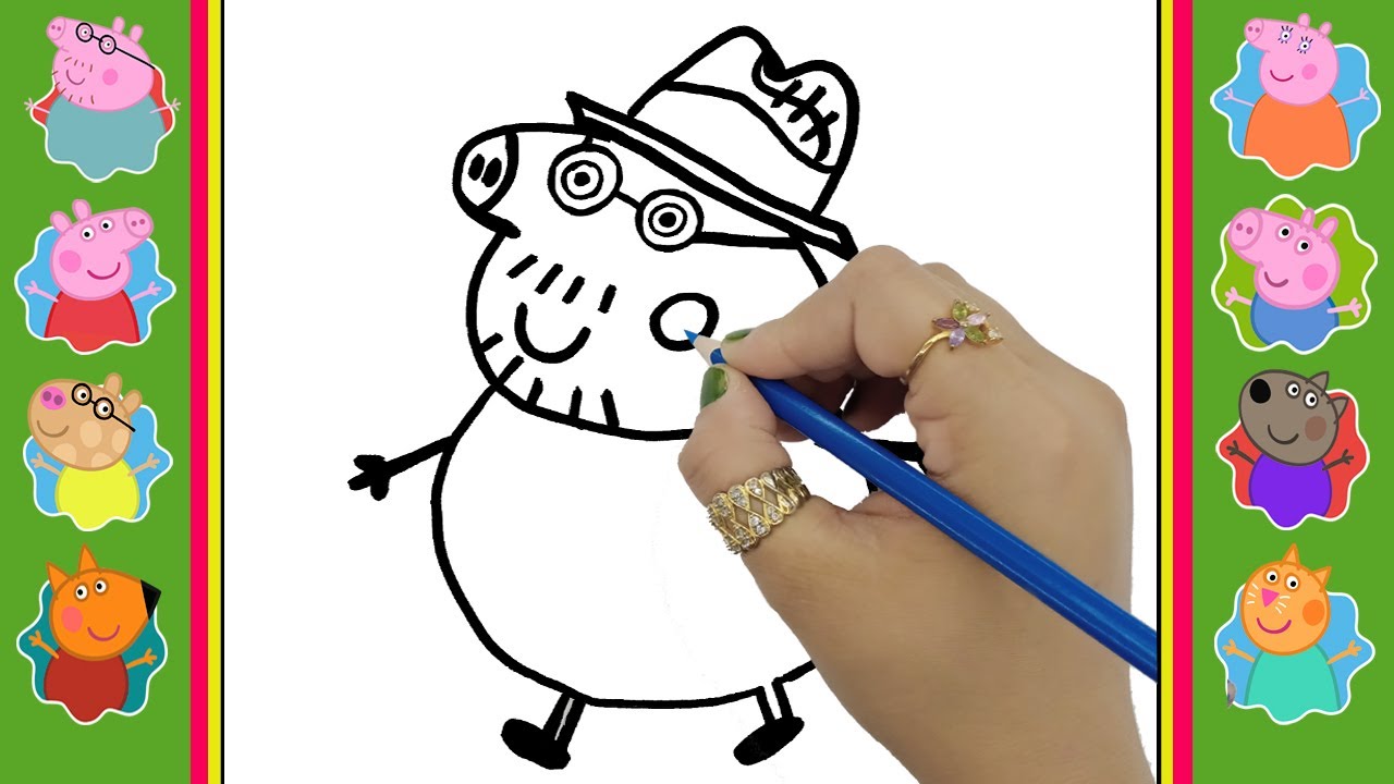 How To Draw Daddy Pig | PEPPA PIG Cartoon Characters | Coloring Daddy ...