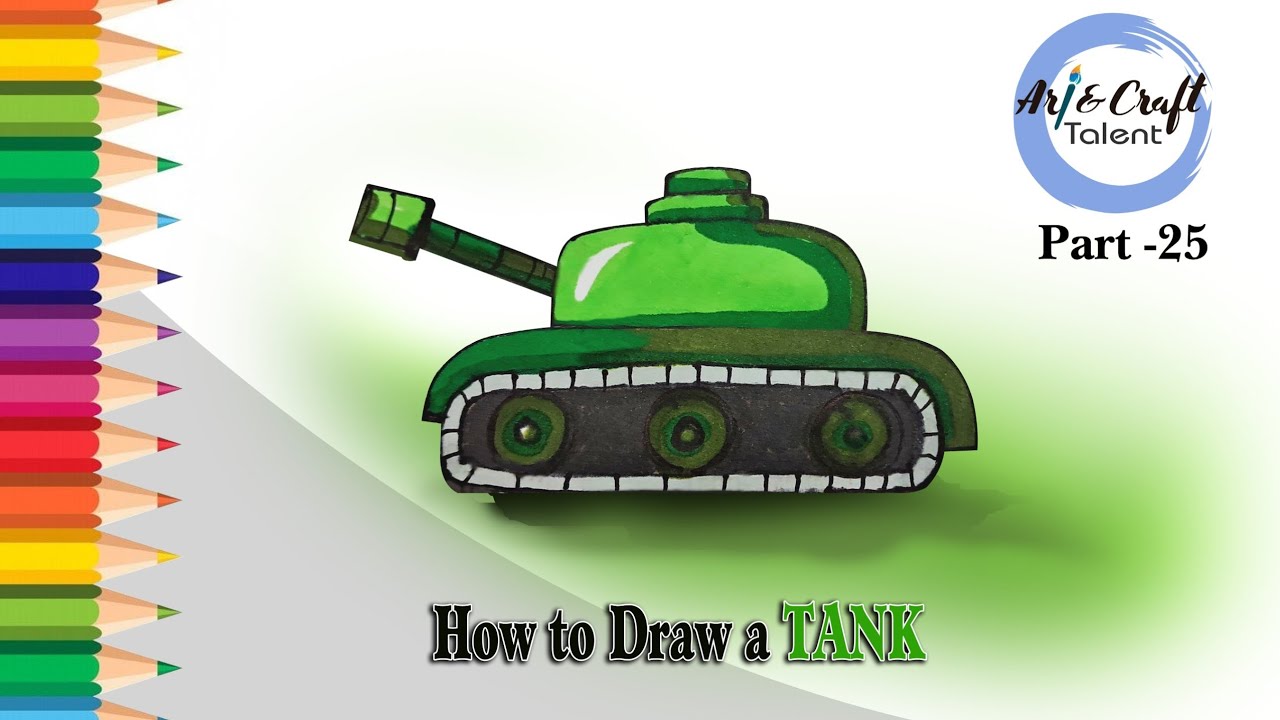HOW TO DRAW TANK STEP BY STEP | KIDS ART | HOW TO DRAW TANK | ART ...