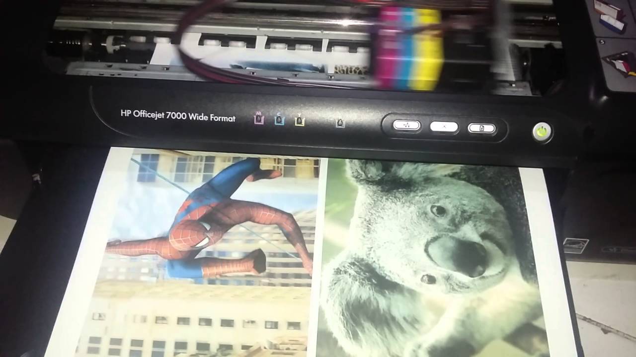 Printer hp 7000 officejet wide format infus ink tank Lseries - YouTube