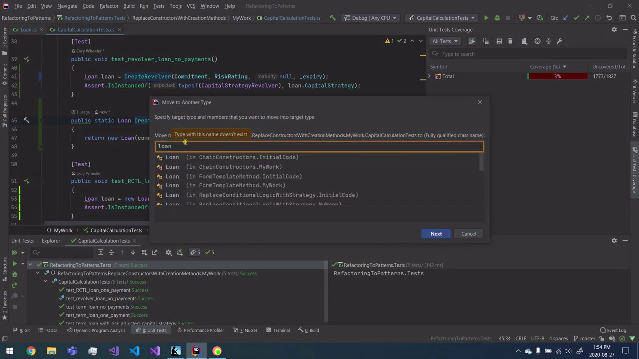 Refactoring To Patterns Using Rider Replace Constructors With Creation Methods Youtube 1225