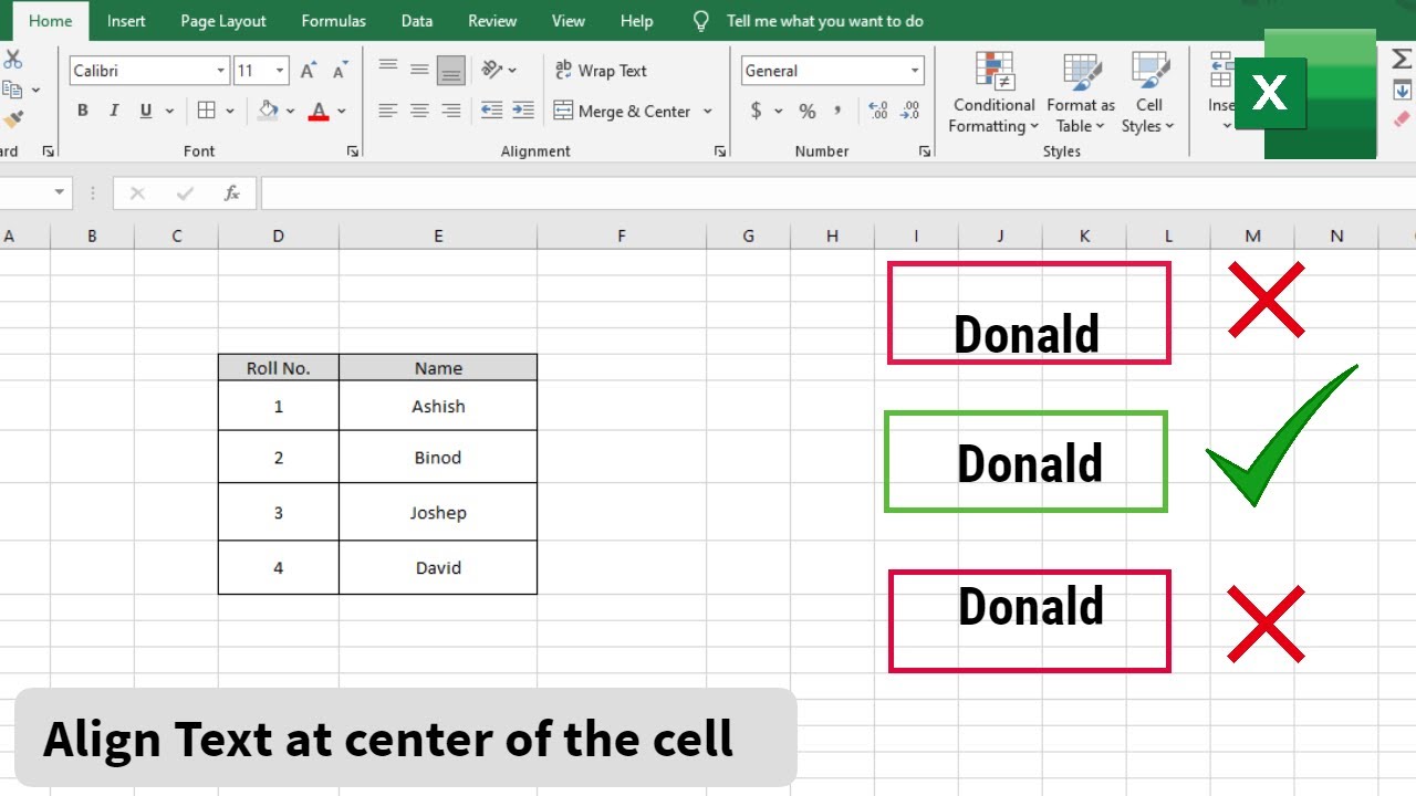 How to align Text Vertically at Center in Excel - YouTube