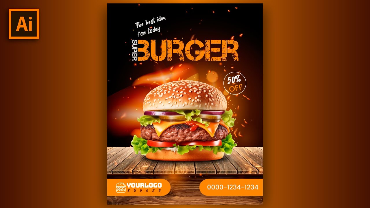 Burger Flyer Design Tutorial 2024 - Adobe Illustrator - MAK Visuals ...
