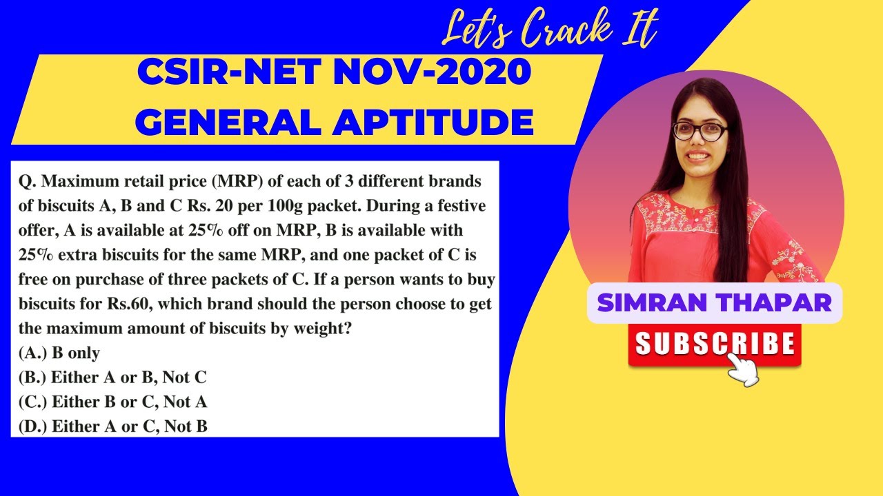 General Aptitude | CSIR-NET NOV-2020 | Monetary Problem #csirnet #gate ...