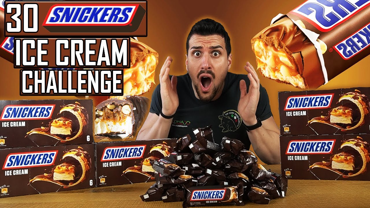 30 SNICKERS ICE CREAM CHALLENGE | GELATO | MAN VS FOOD | Cheat Day ...