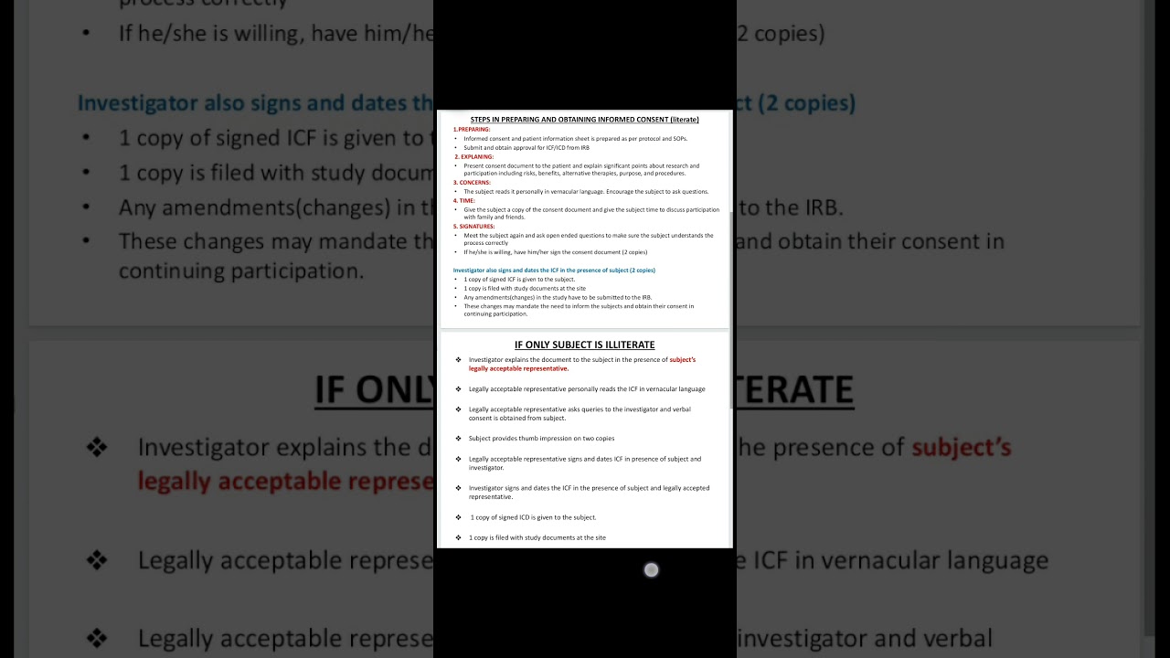 INFORMED CONSENT PROCESS/FORM(ICP/ICF); CLINICAL RESEARCH - YouTube
