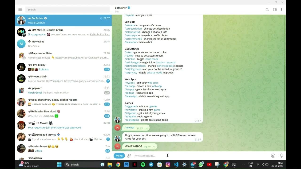 Telegram Movies Bot creation using NodeJS - YouTube