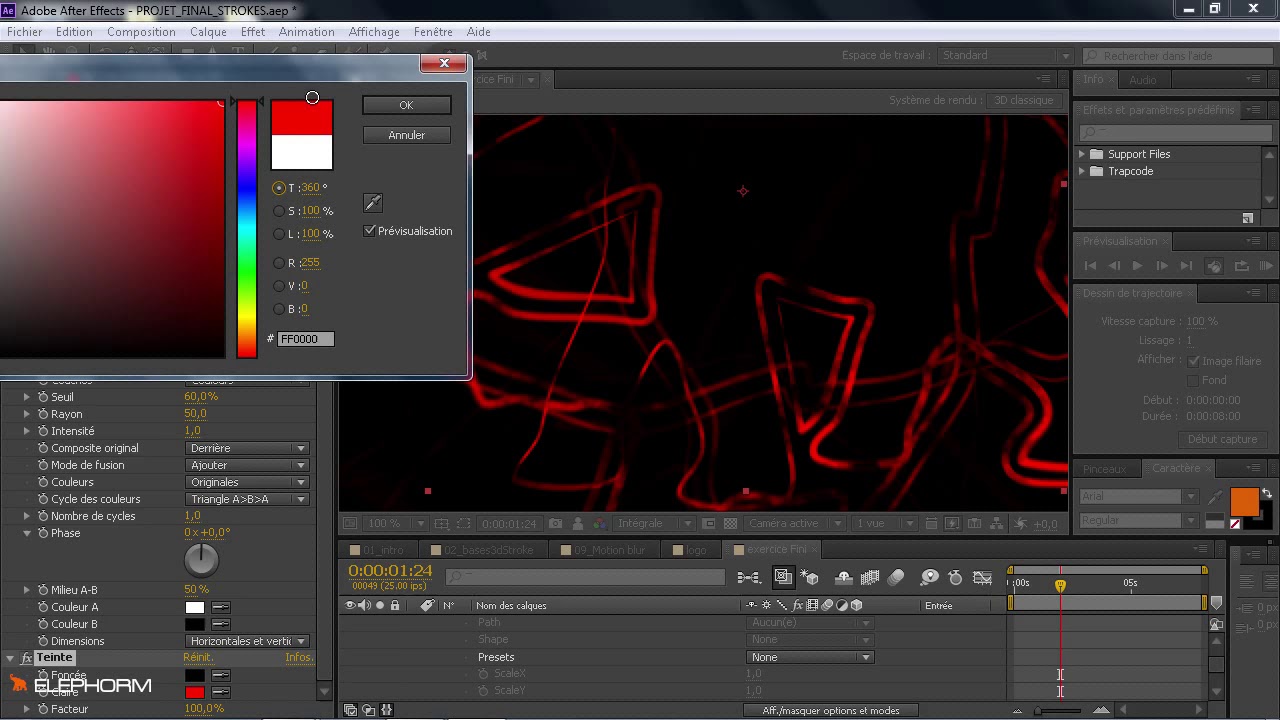 FORMATION Apprendre Trapcode 3D Stroke Pour After Effects 9 Atelier 3D Stroke partie 3 - YouTube