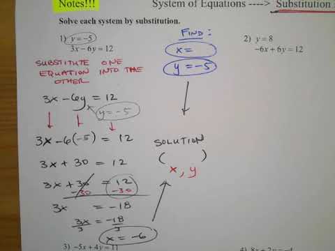 Algebra 2 Substitution Method video1 - YouTube