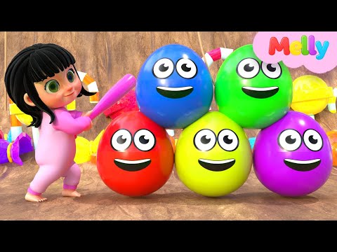 Melly Explores Colorful Surprise Eggs | Yes Yes Playground Song | Melly Nursery Rhymes & Kids Songs