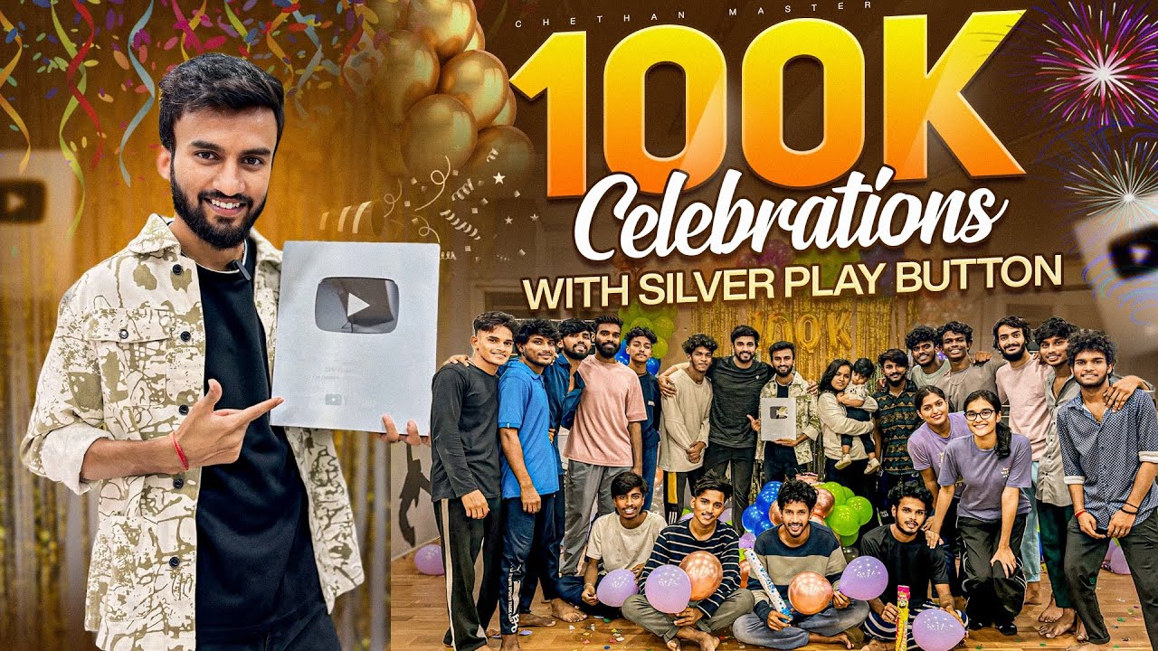 1 Lakh Subscribers || Celebration || Silver Play Button || Chethan Master || Vlog - YouTube