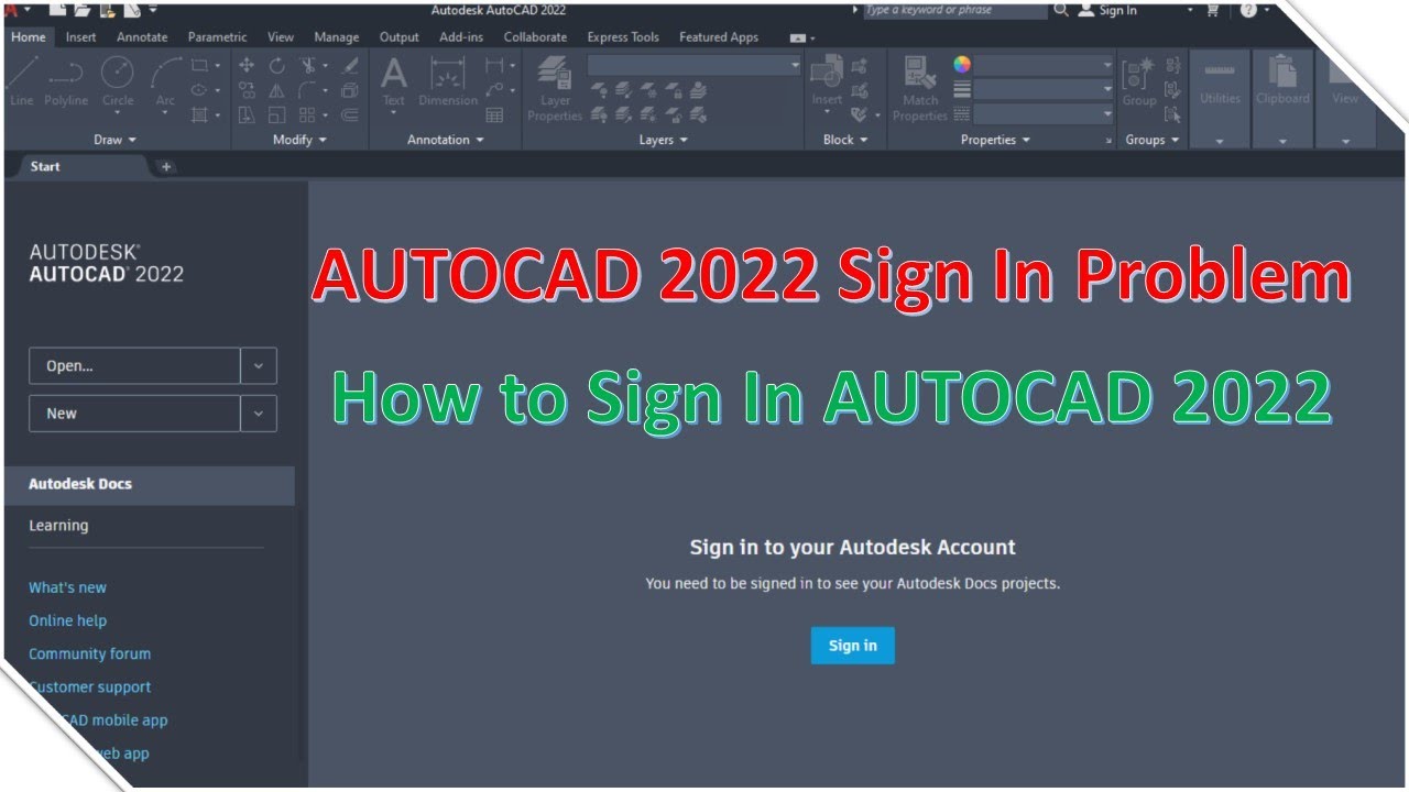 AUTOCAD 2022 Sign In Problem, How to Sign In AUTOCAD 2022 - YouTube
